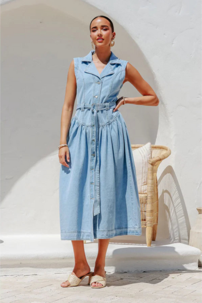London Stitch Denim Dress Light Blue – Sien Clothing