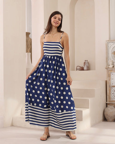 Polka Dot Maxi Blue – Sien Clothing